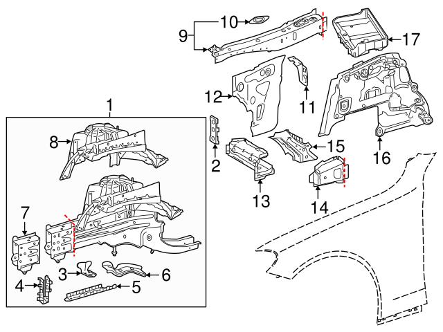 Genuine Mercedes 2056260431 Frame Side Member Bracket; Front Right ...
