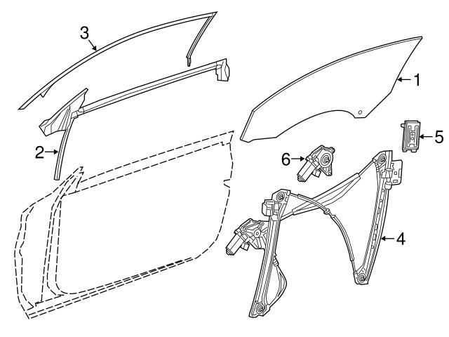 Genuine Mercedes 2056730198 Door Glass Seal; Front Left - Mercedes