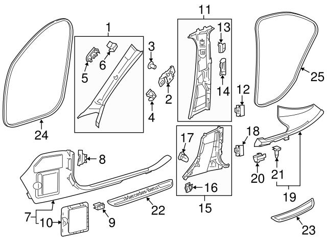 Genuine Mercedes 2056802135 Door Trim Sill Plate Insert; Front Left ...