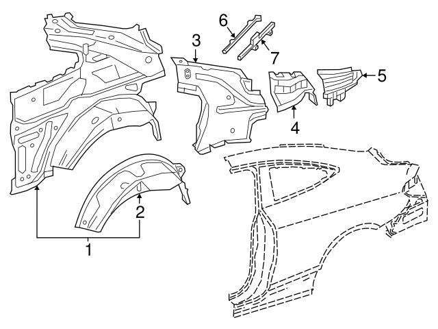 Genuine Mercedes 2056806525 Quarter Panel Insulator; Front Left - Mercedes