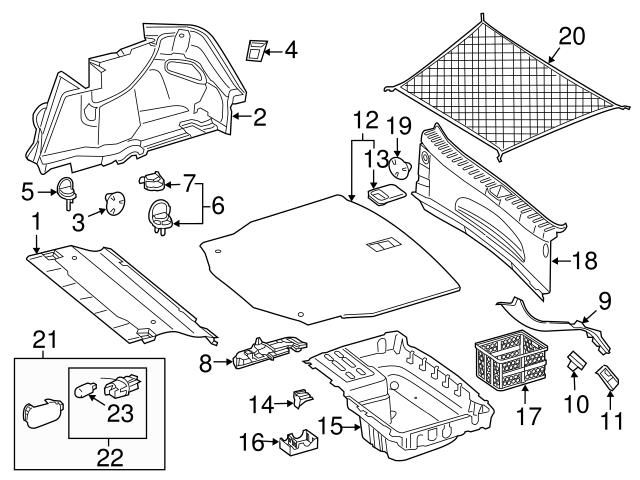 Genuine Mercedes 2056908505 Trunk Trim Panel; Rear Left Rearward ...