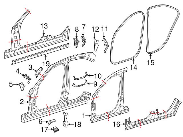 Genuine Mercedes 20569700519G44 Door Seal; Front Left/Right - Mercedes