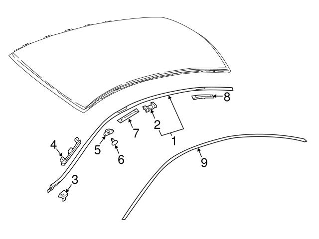Genuine Mercedes 2057504100 Roof Molding Cap; Front Left/Right - Mercedes
