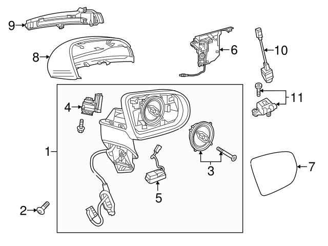 Genuine Mercedes 2058102805 Door Mirror; Front Right - Mercedes