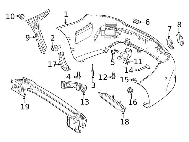 Genuine Mercedes 2058800630 Bumper Cover Bracket; Rear Right Upper ...