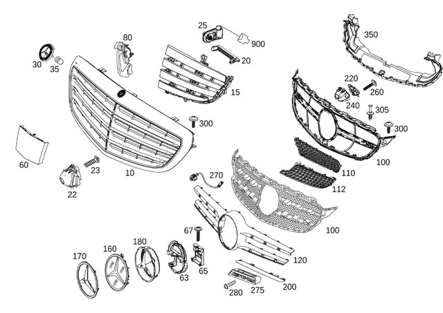 Genuine Mercedes 2058801583 Grille; Chrome - Mercedes | A2058801583