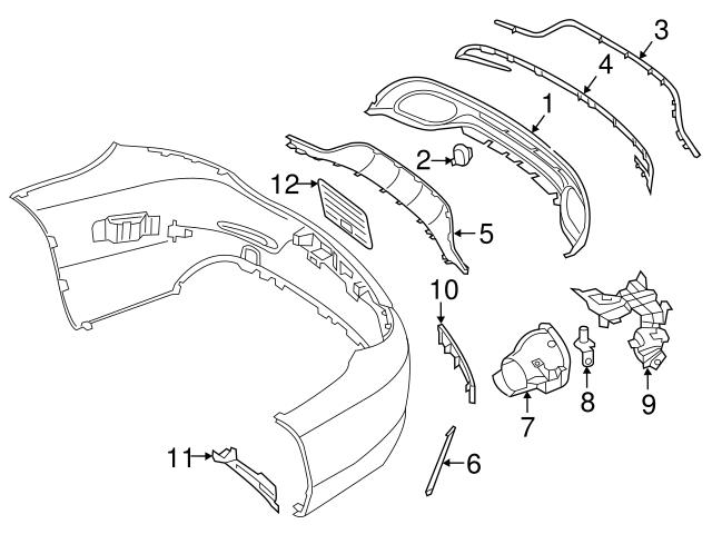 Genuine Mercedes 2058804124 Bumper Corner Cover; Rear Left - Mercedes