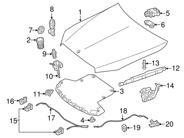 Genuine Mercedes 2058805709 Hood Release Cable; Rear - Mercedes ...