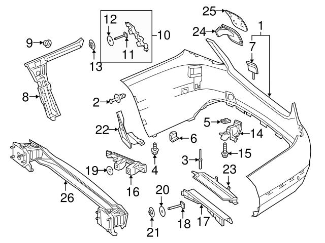 Genuine Mercedes 2058850314 Bumper Cover Bracket; Rear Left Lower ...