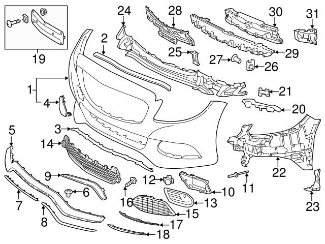 Genuine Mercedes 2058850823 Bumper Cover Grille; Front Right - Mercedes