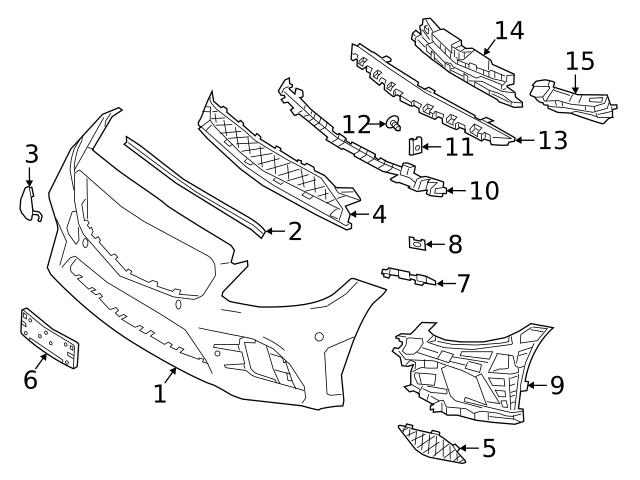 Genuine Mercedes 2058855005 Bumper Cover Bracket; Front Upper - Mercedes