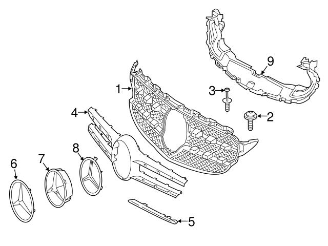 Genuine Mercedes 2058880323 Grille; Front - Mercedes