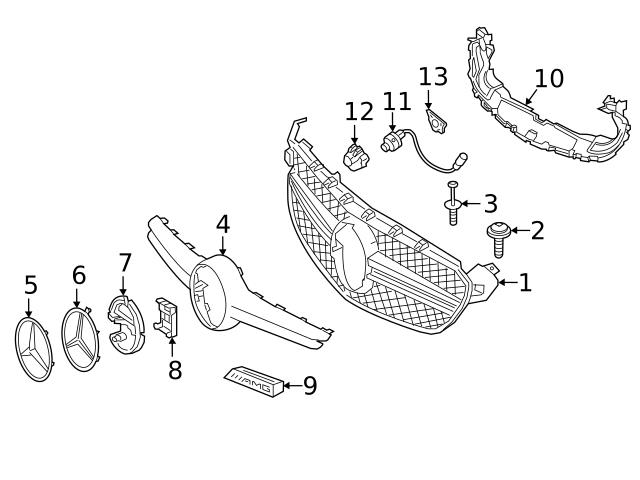 Genuine Mercedes 20588811009040 Grille Molding; Front Center - Mercedes