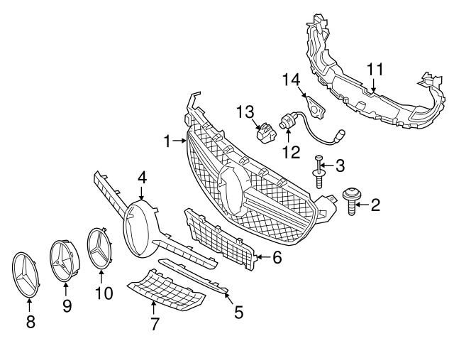 Genuine Mercedes 2058881660 Grille Molding; Front Right Lower - Mercedes
