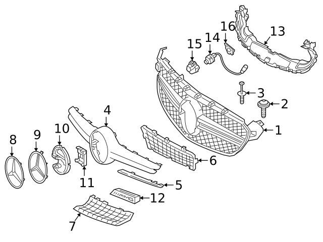 Genuine Mercedes 2058882000 Grille; Front Upper - Mercedes