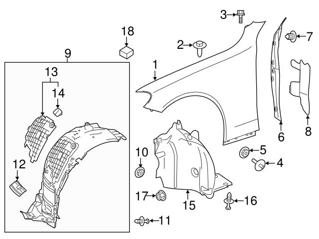 Genuine Mercedes 2059880102 Fender Liner Retainer; Left Rear, Right ...