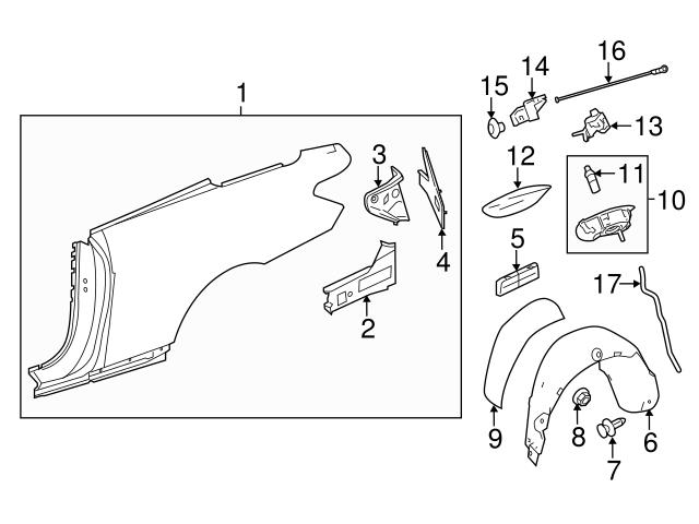 Genuine Mercedes 2076300460 Quarter Panel Extension; Right, Rear Right ...