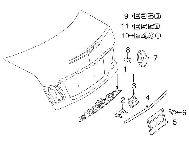 Genuine Mercedes 2077570089 Deck Lid Finish Panel; Rear - Mercedes