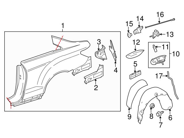 Genuine Mercedes 2077570106 Fuel Filler Door; Rear - Mercedes