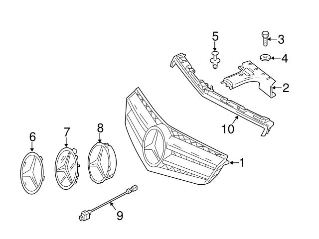 Genuine Mercedes 2078800082 Grille Molding; Front Upper - Mercedes