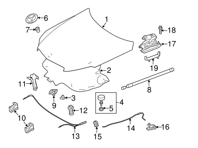 Genuine Mercedes 2078800164 Hood Latch; Front - Mercedes