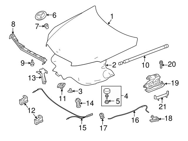 Genuine Mercedes 207880035964 Hood Release Cable; Front, Front Forward ...