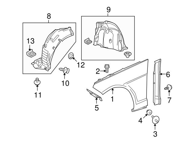 Genuine Mercedes 2078890225 Fender Filler Panel; Front Right Rear ...