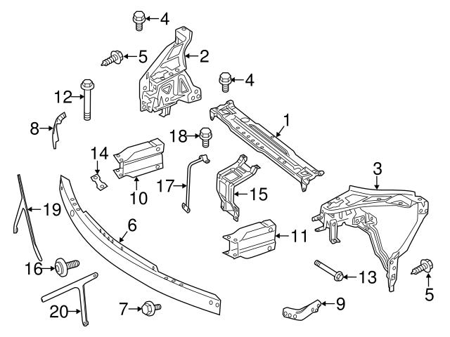 Genuine Mercedes 2078980132 Radiator Support Panel Brace - Mercedes