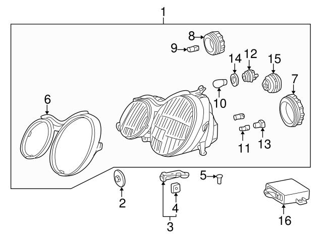 Genuine Mercedes 2088200414 Headlight Bracket; Right - Mercedes