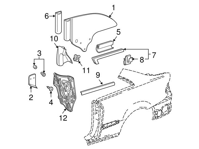 Genuine Mercedes 2096700538 Quarter Glass Seal; Rear Left - Mercedes