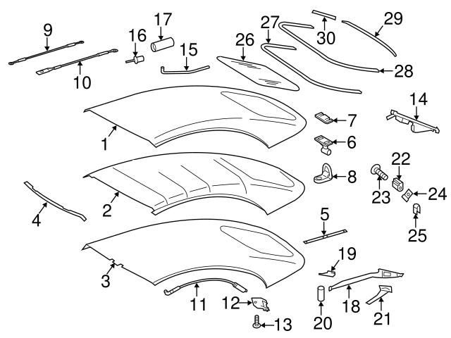 Genuine Mercedes 2097701766 Convertible Top Cable; Rear Left/Right ...