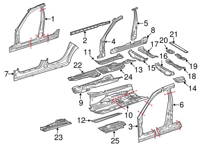 Genuine Mercedes 2116371035 Rocker Panel; Right - Mercedes | 2116370435