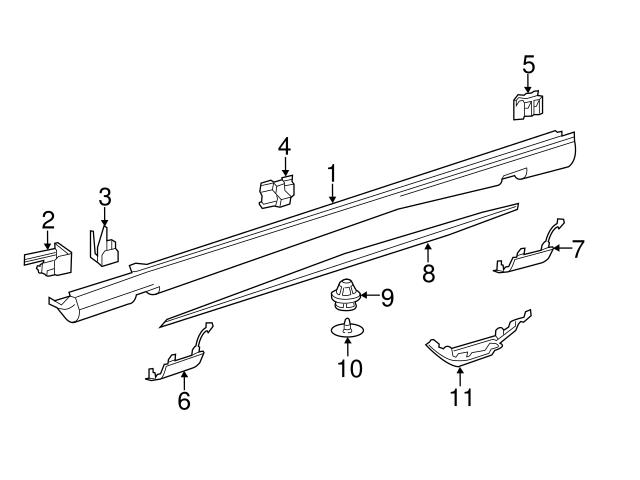 Genuine Mercedes 2126980214 Rocker Panel Molding Clip; Front Rearward ...