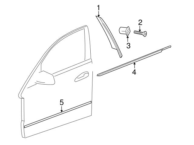 Genuine Mercedes 2127250465 Door Window Belt Weather Strip; Front Right ...