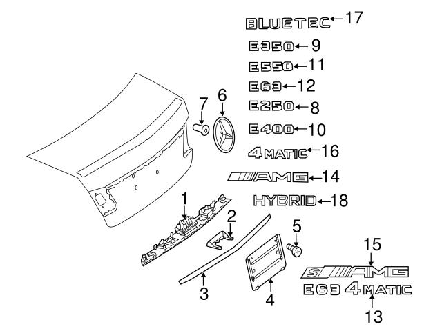 Genuine Mercedes 2127401793 Trunk Lid Handle; Rear - Mercedes