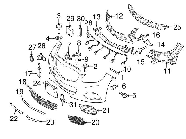 Genuine Mercedes 2128850124 Bumper Cover Grille; Front Center - Mercedes