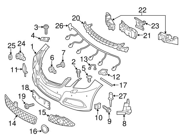 Genuine Mercedes 2128851723 Bumper Cover Grille; Front Left Lower ...