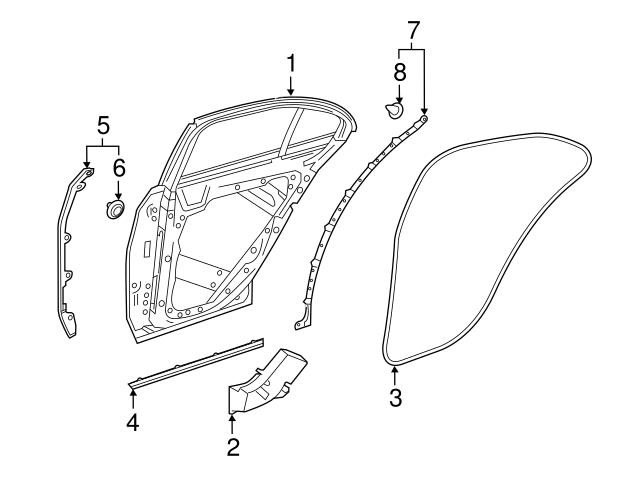 Genuine Mercedes 2137300302 Door Shell Seal; Rear Left - Mercedes