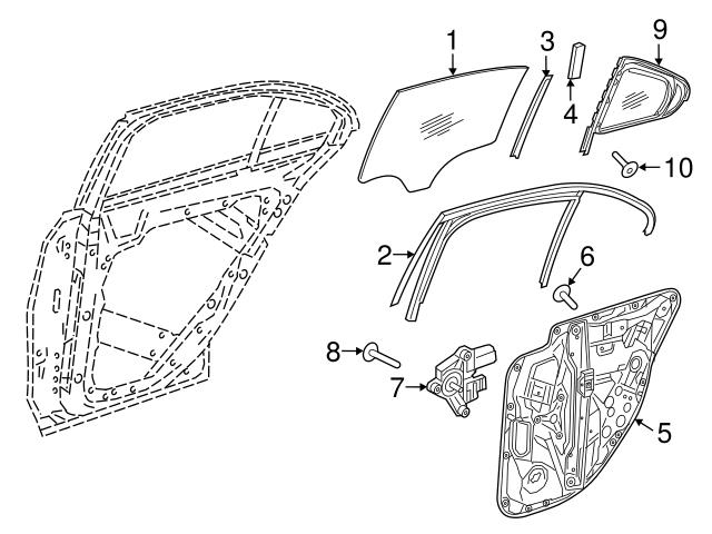 Genuine Mercedes 2137306805 Window Regulator Rail; Rear Right - Mercedes