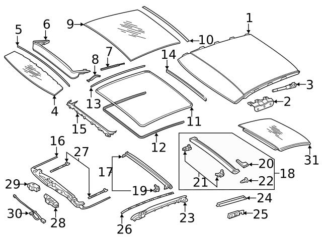 Genuine Mercedes 2137820300 Sunroof Seal; Center - Mercedes