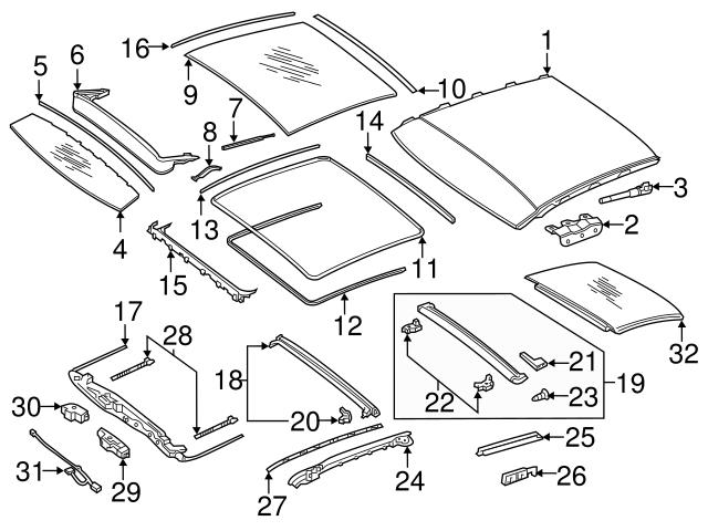 Genuine Mercedes 2137820700 Sunroof Glass Seal; Front - Mercedes ...