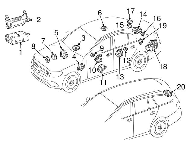 Genuine Mercedes 2138200102 Speaker; Front Right - Mercedes
