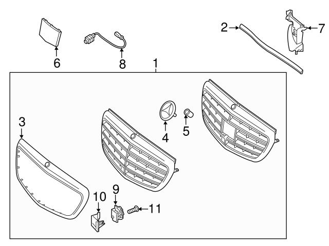 Genuine Mercedes 2138802103 Grille; Front Upper - Mercedes
