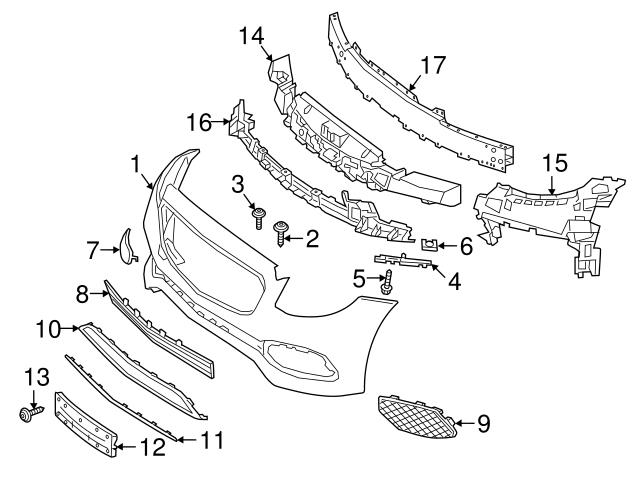 Genuine Mercedes 2138851500 Bumper Cover Grille; Front Left - Mercedes