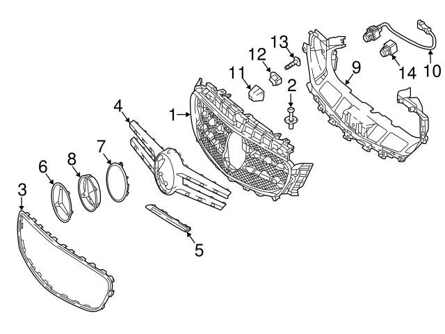 Genuine Mercedes 213888012364 Grille; Front Upper - Mercedes | 2138880123