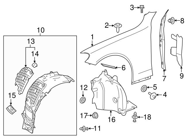 Genuine Mercedes 2138890500 Fender Insulator; Right, Front Right ...
