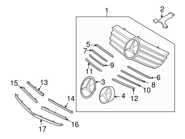 Genuine Mercedes 2158880086 Grille Emblem; Front - Mercedes
