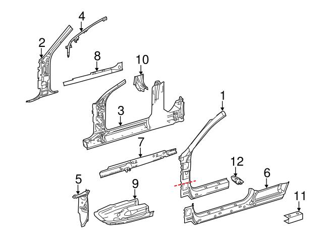 Genuine Mercedes 2166302516 Rocker Panel Reinforcement; Left - Mercedes