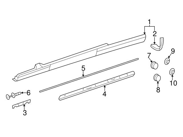Genuine Mercedes 2166970127 Rocker Panel Molding Cap; Left SKU: 1445335 ...