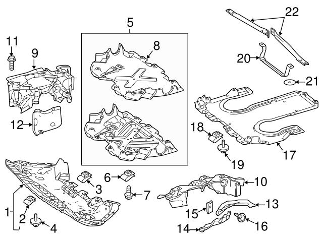 Genuine Mercedes 2175200100 Radiator Support Splash Shield; Front ...